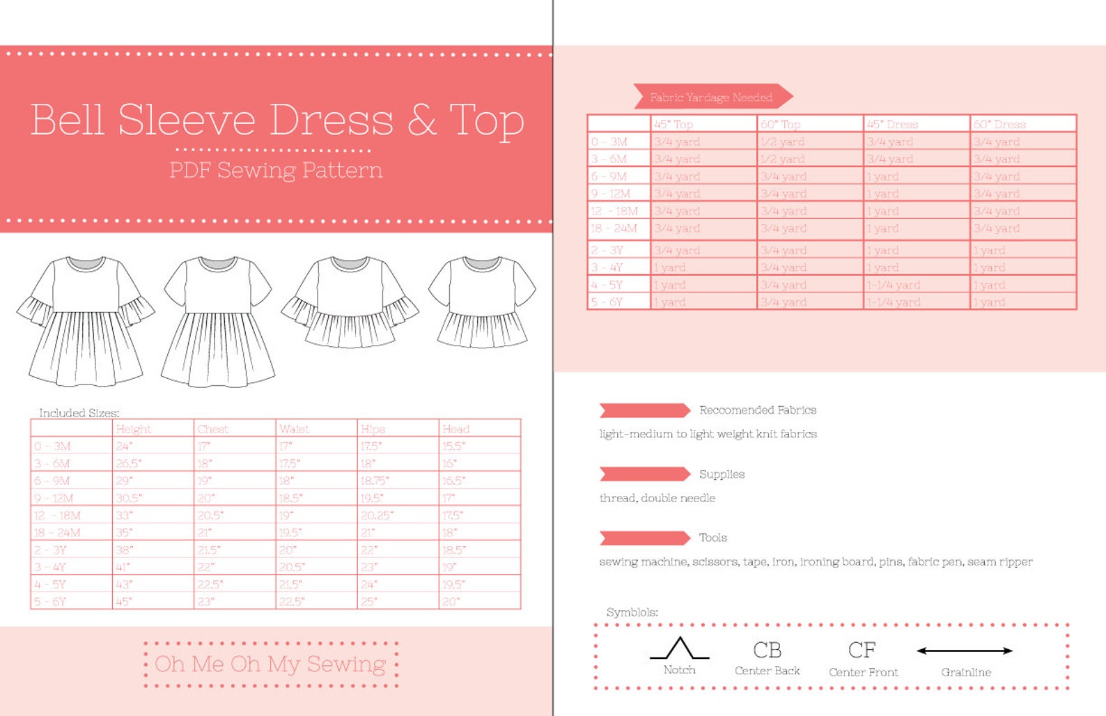 Bell Sleeve Dress PDF Sewing Pattern - Etsy