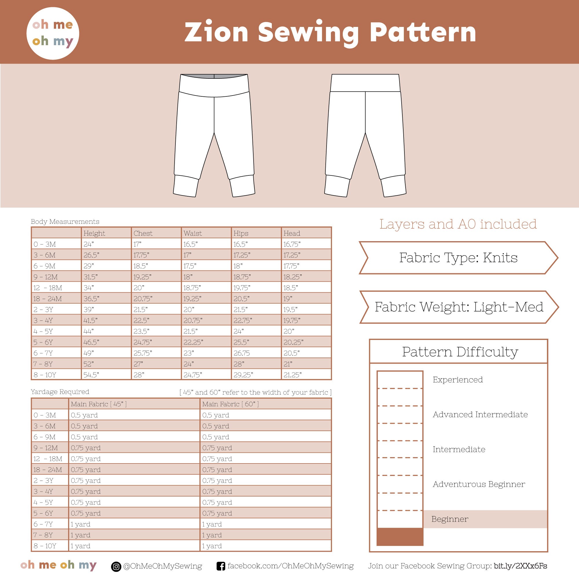 Zion Leggings PDF Sewing Pattern - Etsy