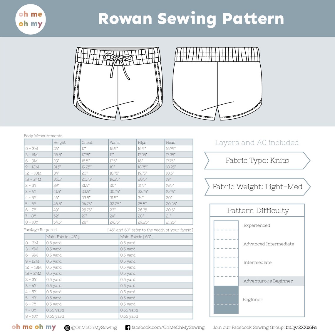 Rowan Shorts PDF Sewing Pattern - Etsy