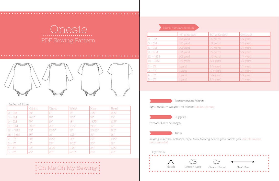 Onesie PDF Sewing Pattern - Etsy