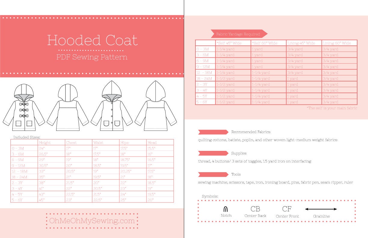 Pixie Hooded Coat PDF Sewing Pattern | Etsy
