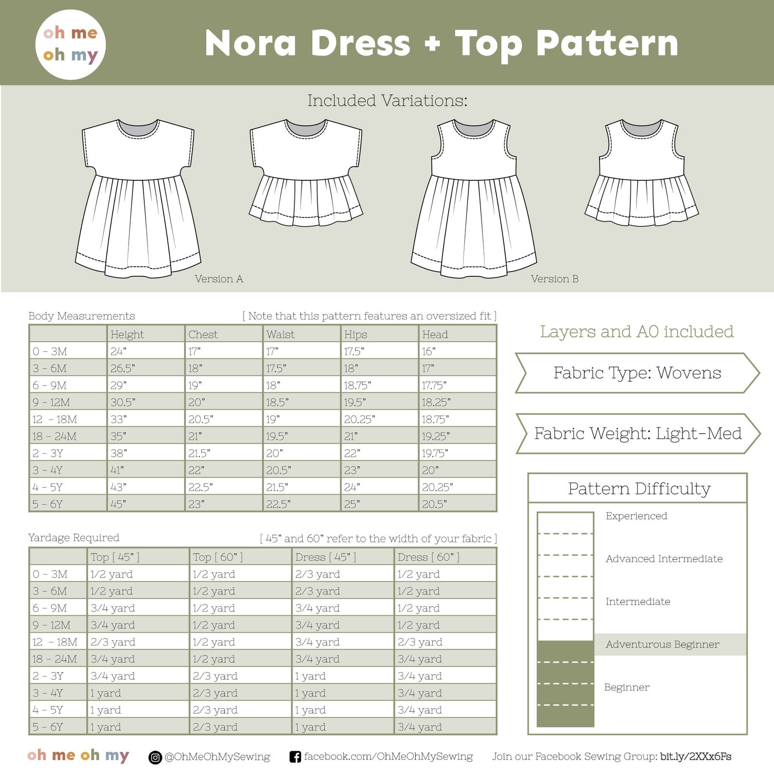 Nora Dress Top PDF Sewing Pattern - Etsy