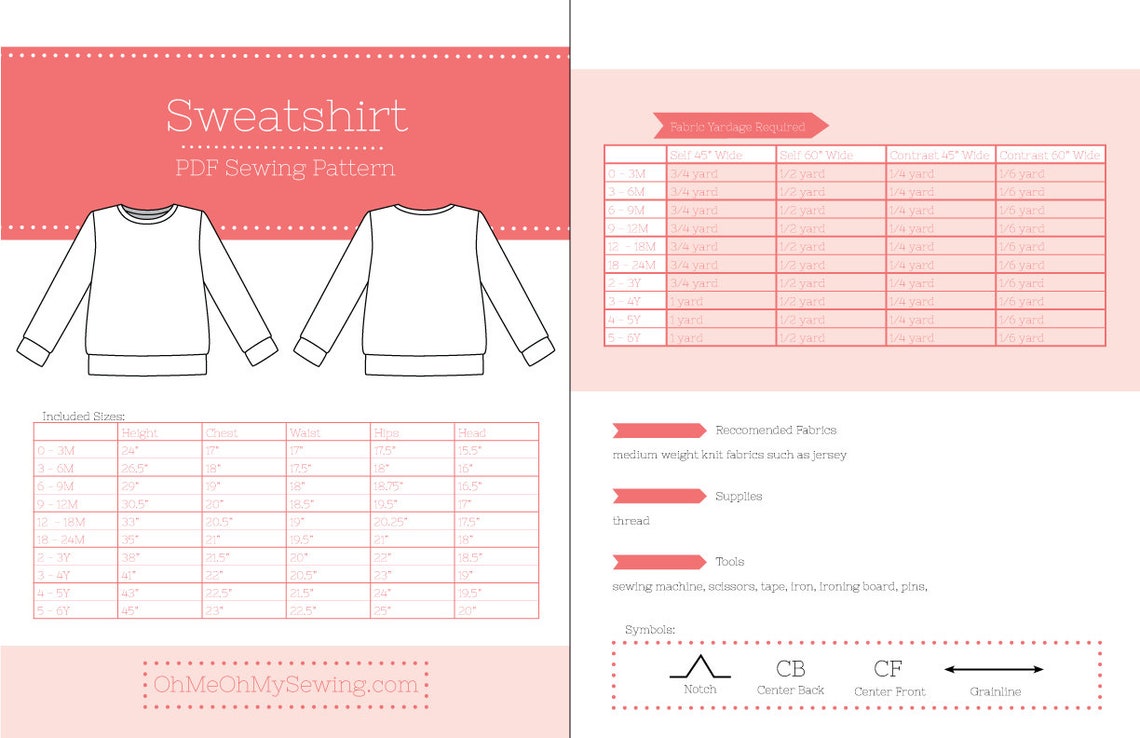 Easy Sweatshirt PDF Sewing Pattern - Etsy