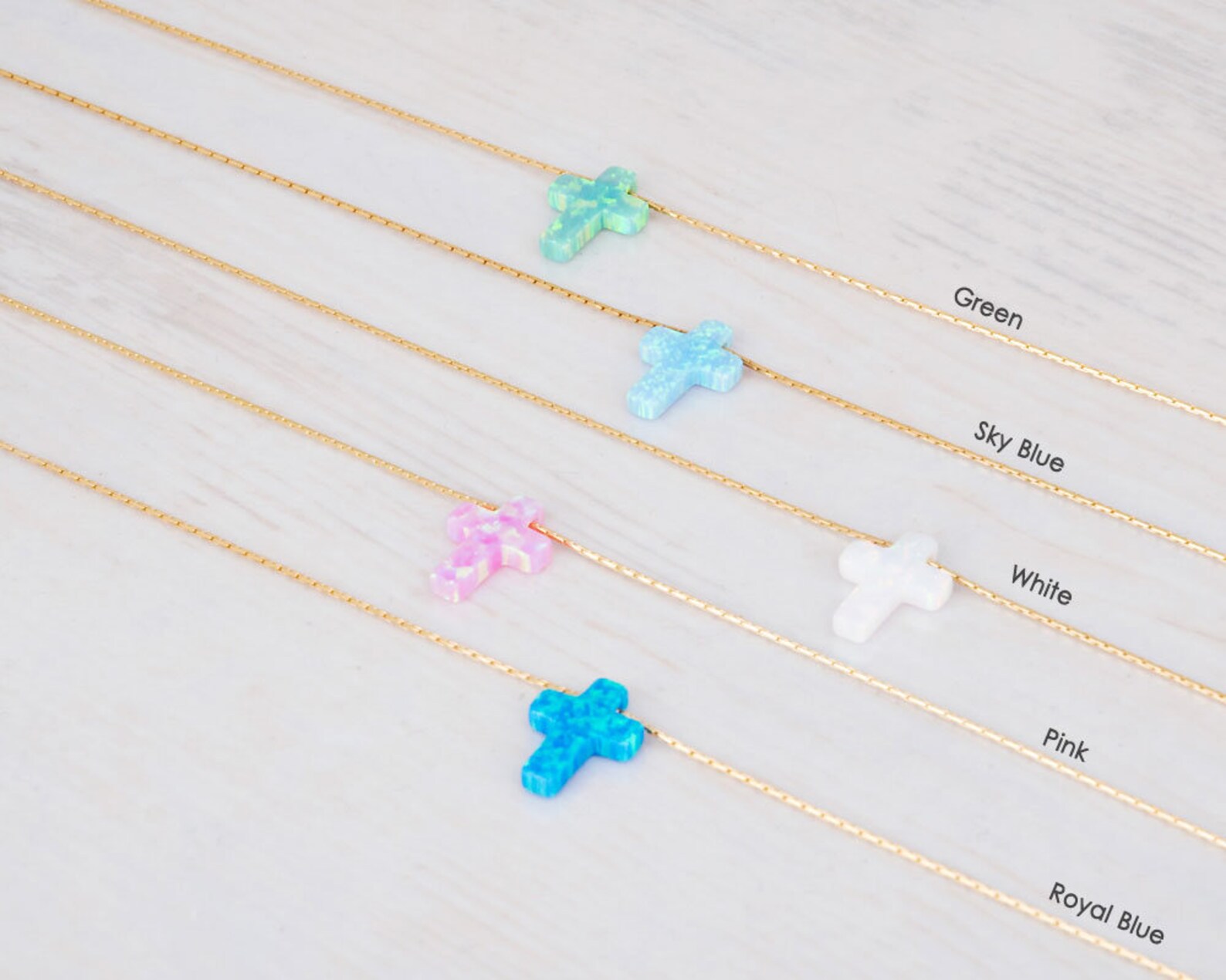 Opal Cross Necklace Rose Gold Cross Necklace Christian | Etsy