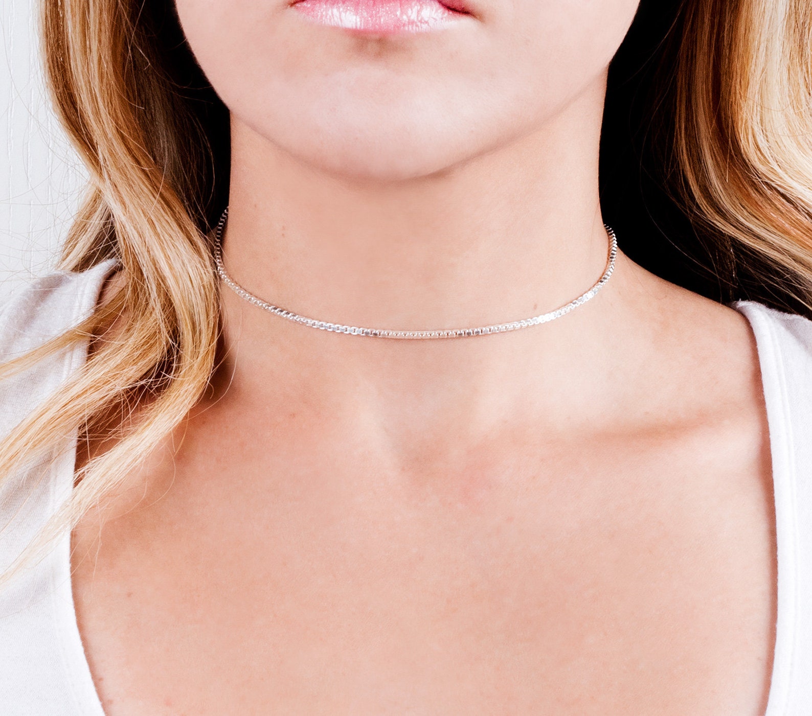 Sterling Silver Choker Necklace Short Silver Necklace Thick - Etsy