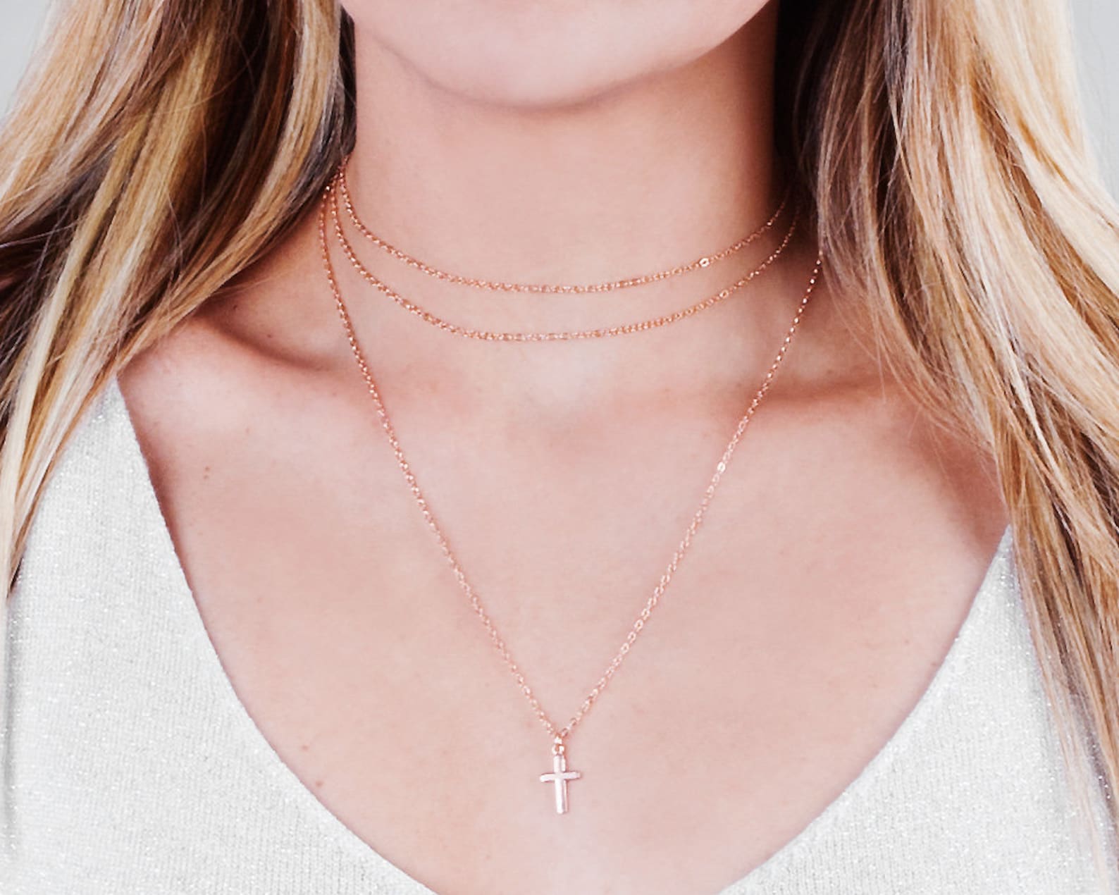 Layered Cross Necklace Set Choker Chain Cross Necklace - Etsy