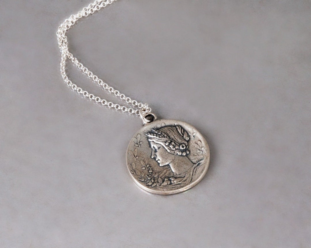 Extra Long Coin Necklace, Sterling Silver Long Coin Necklace, Large ...