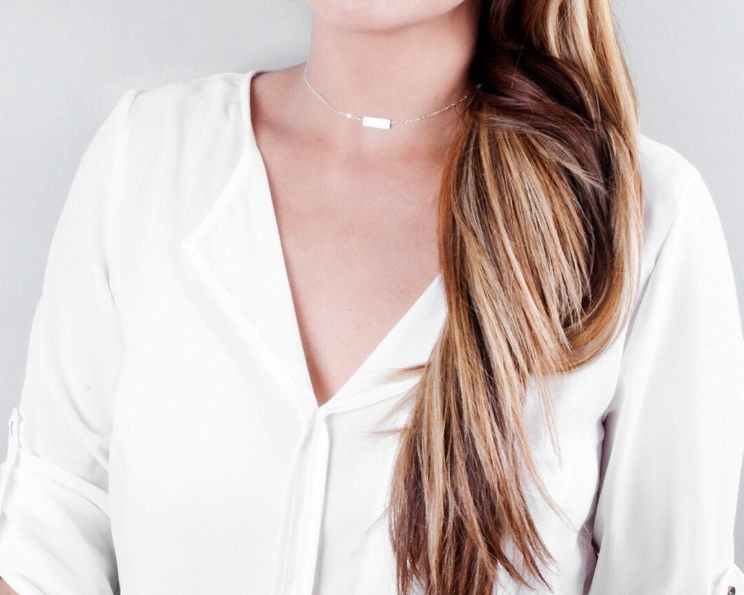 Small Bar Choker Necklace, Personalized Bar Choker, Delicate Necklace ...