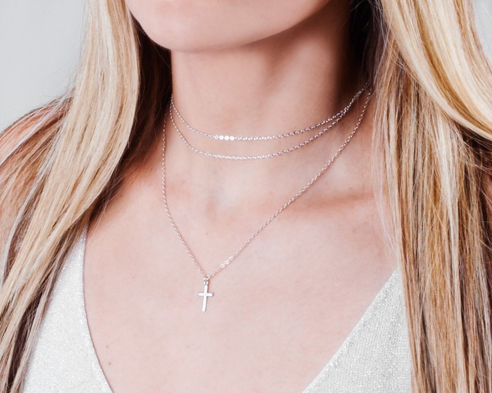 Layered Cross Necklace Set Choker Chain Cross Necklace - Etsy