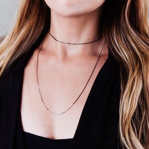 Multi Layer Choker Necklace, Oxidized Silver Chain Necklace, Delicate ...