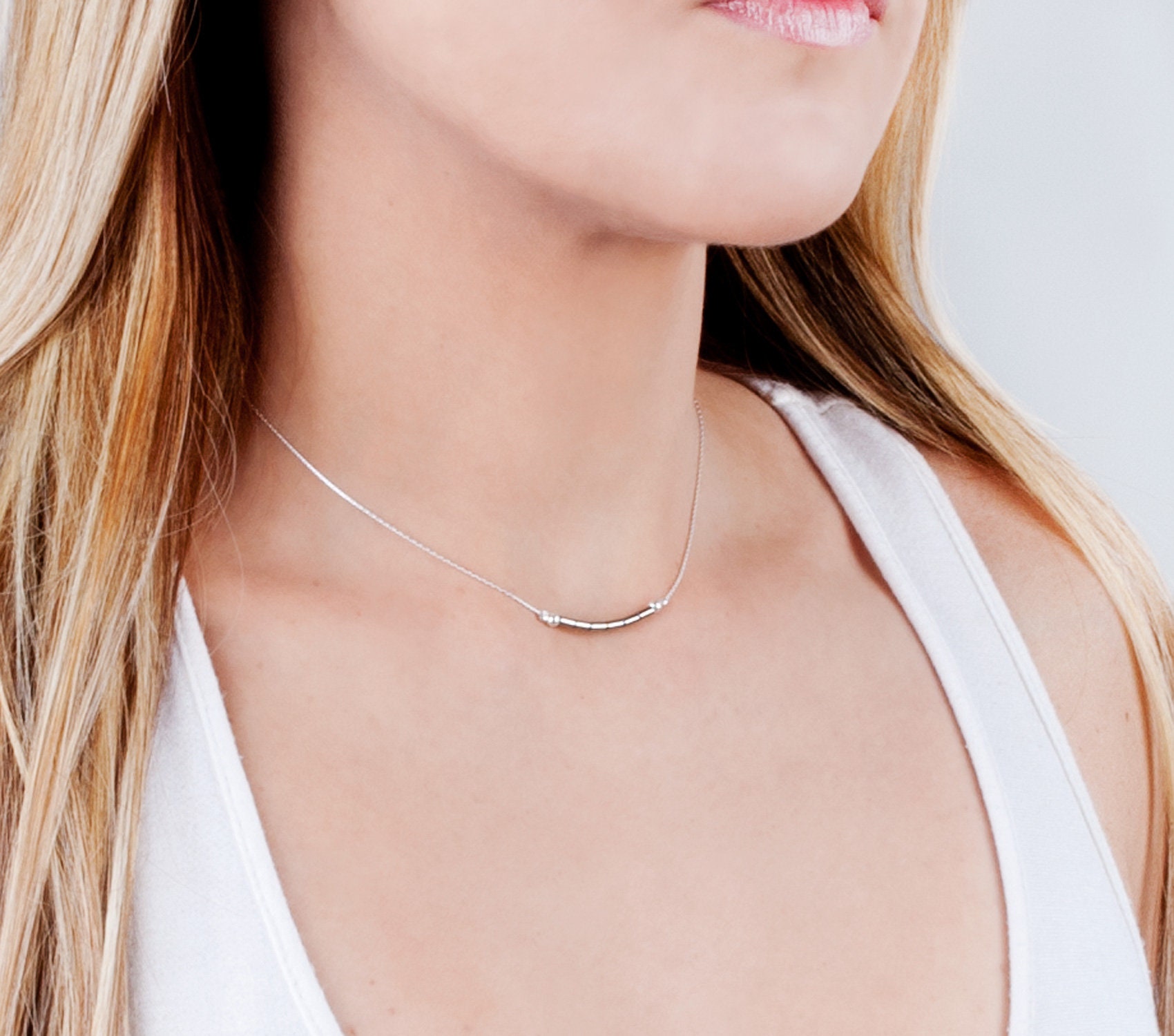 Sterling Silver Choker Necklace Silver Beads Necklace Tiny | Etsy