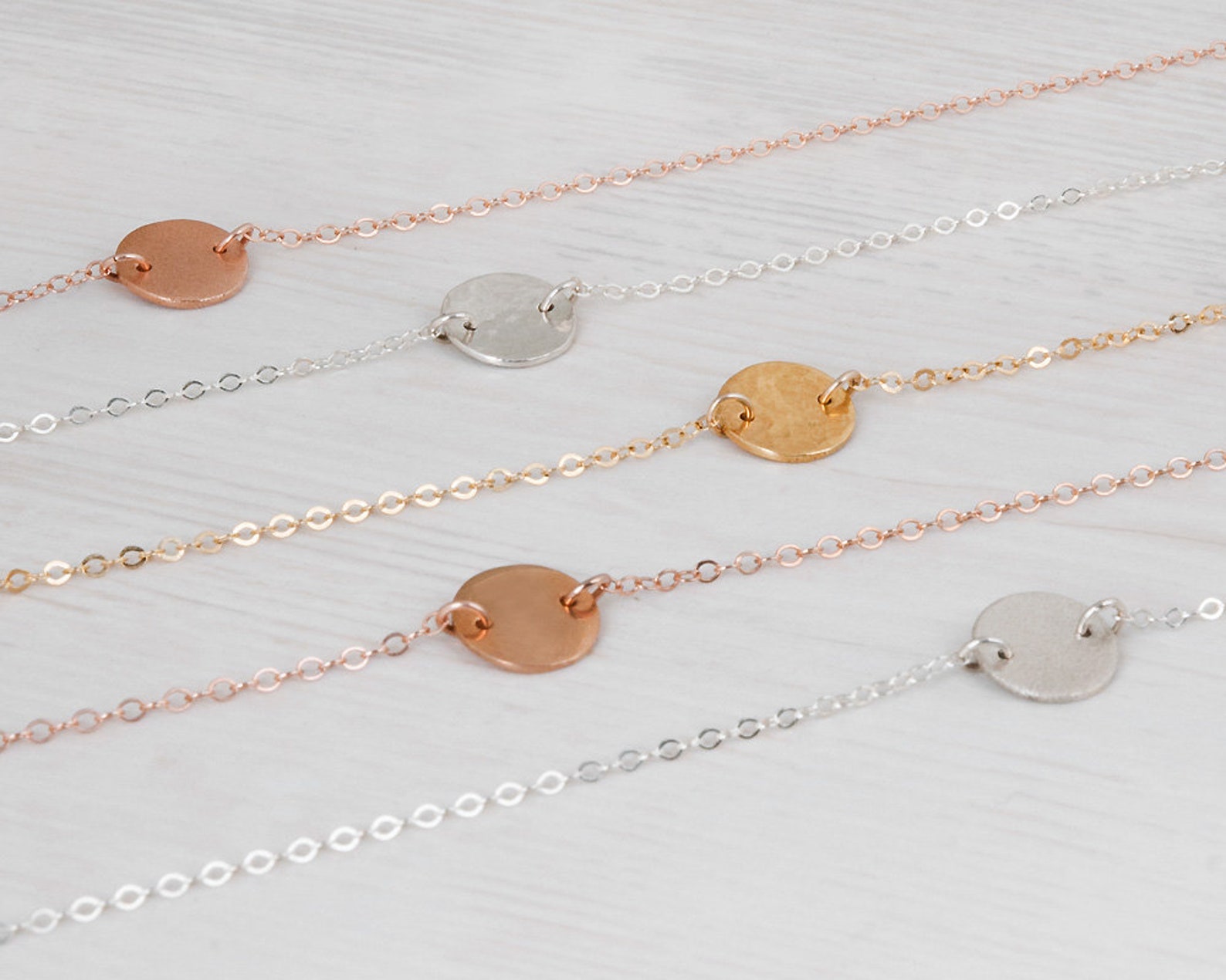 Personalized Rose Gold Disc Necklace Disc Choker Necklace - Etsy