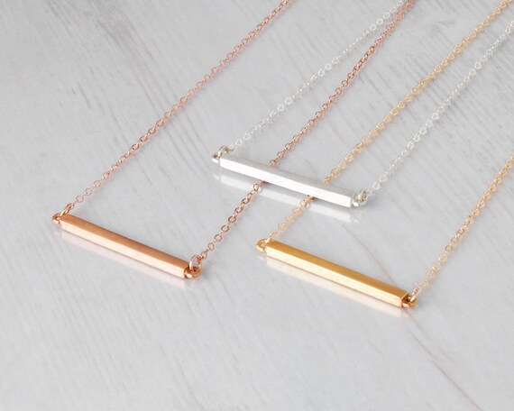 Thin Bar Necklace, Gold Layered Necklace, Plain Bar Thin Bar Necklace, Gold Layered Necklace, Plain Bar