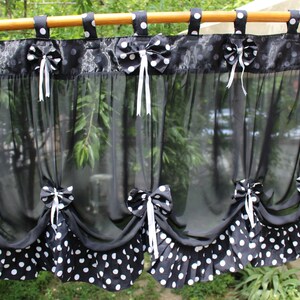 Ruffle Valance Polka Dotted Sheer Valance Scalloped Handmade Chiffon ...