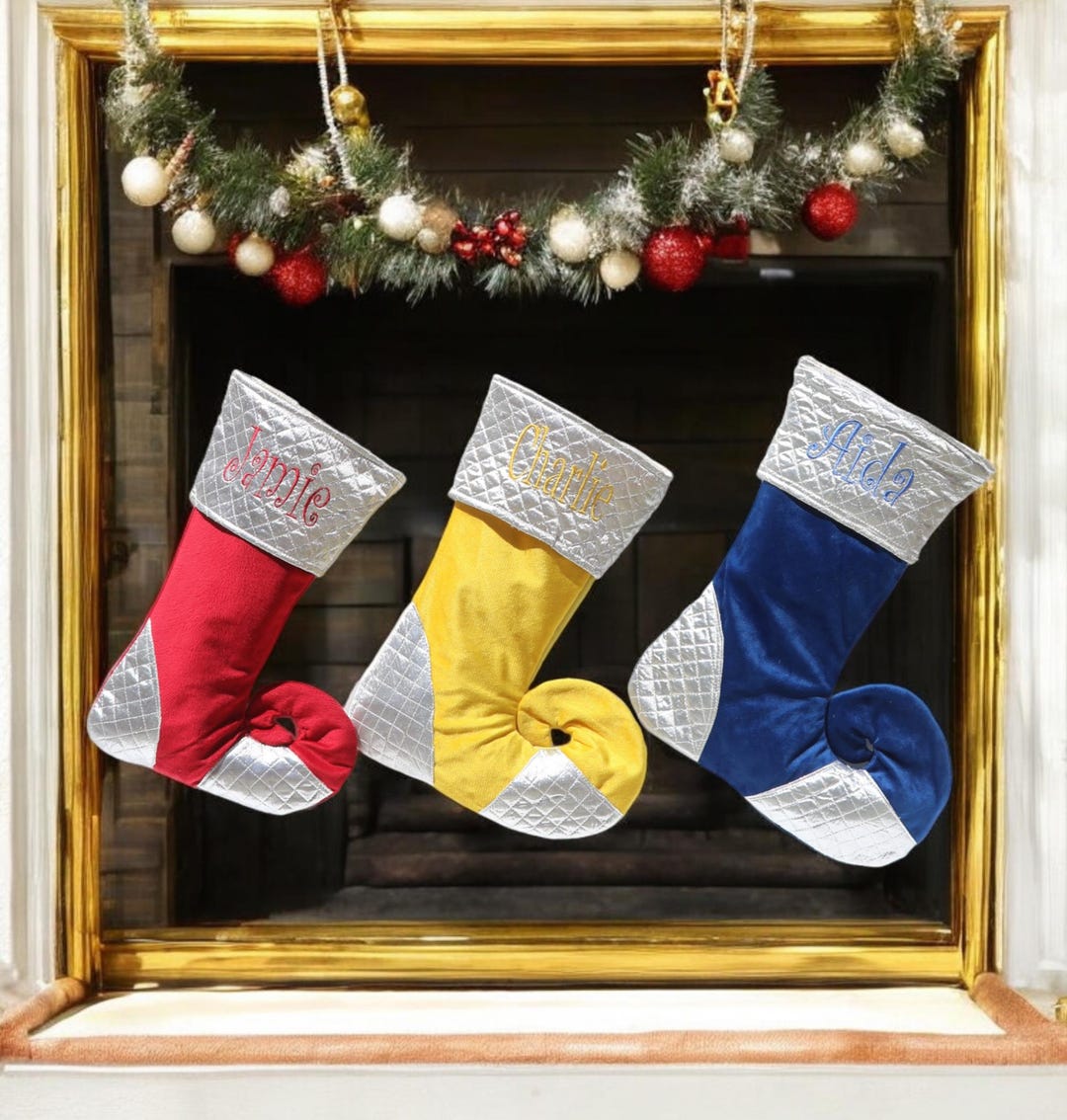 Personalized Elf Stocking, Whimsical Christmas Velvet Stockings With ...