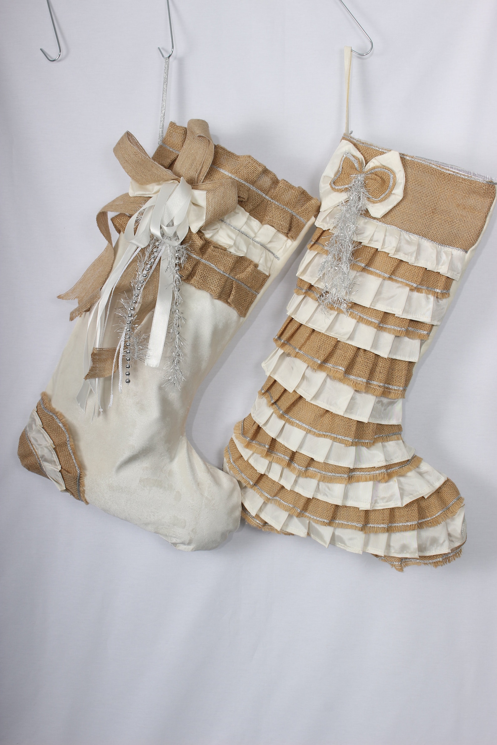 Personalized White Stocking Set Ruffle Stocking Bone Stocking - Etsy