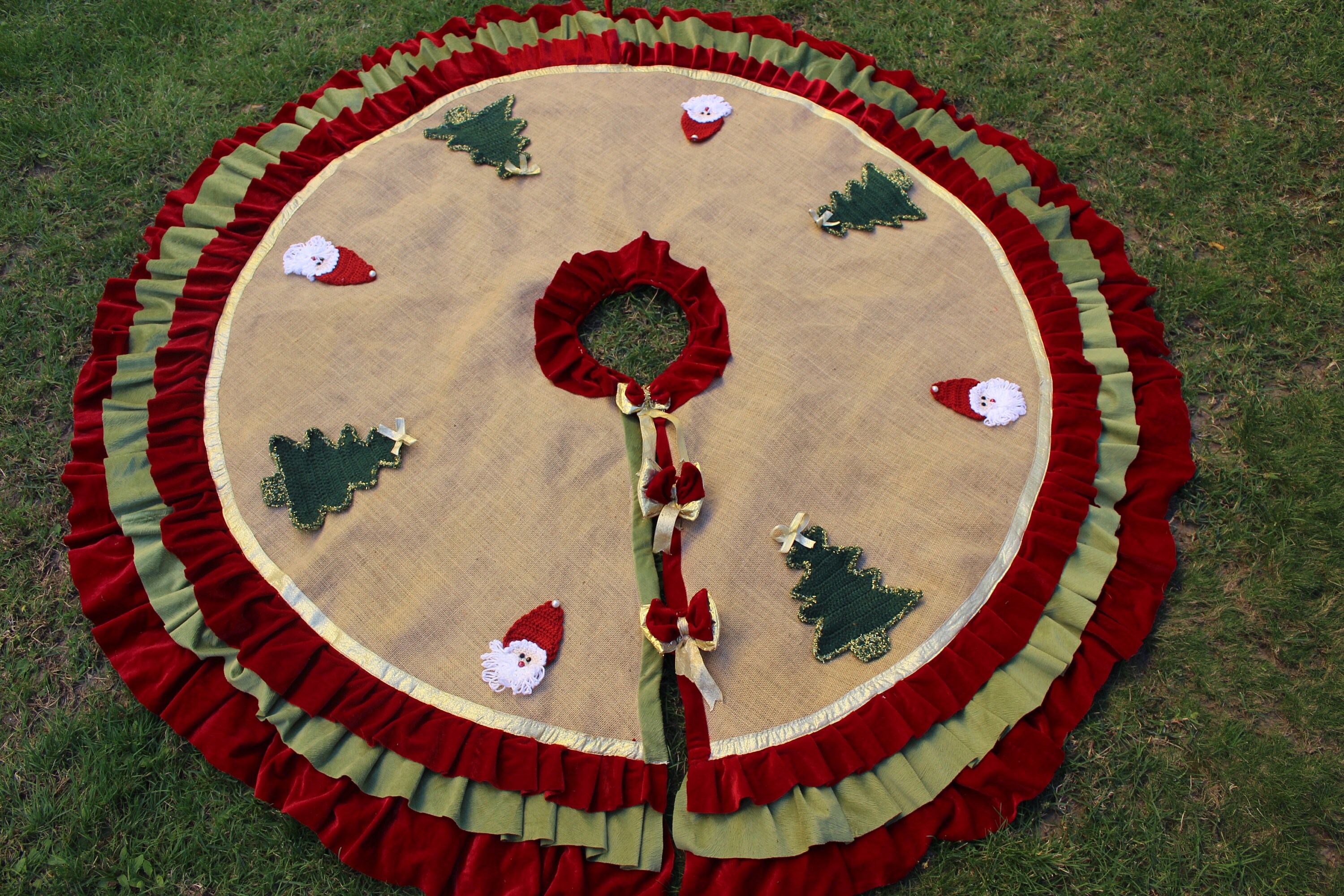 Santa Tree Skirt Christmas Tree Skirt Shabby Chic Tree Skirt | Etsy