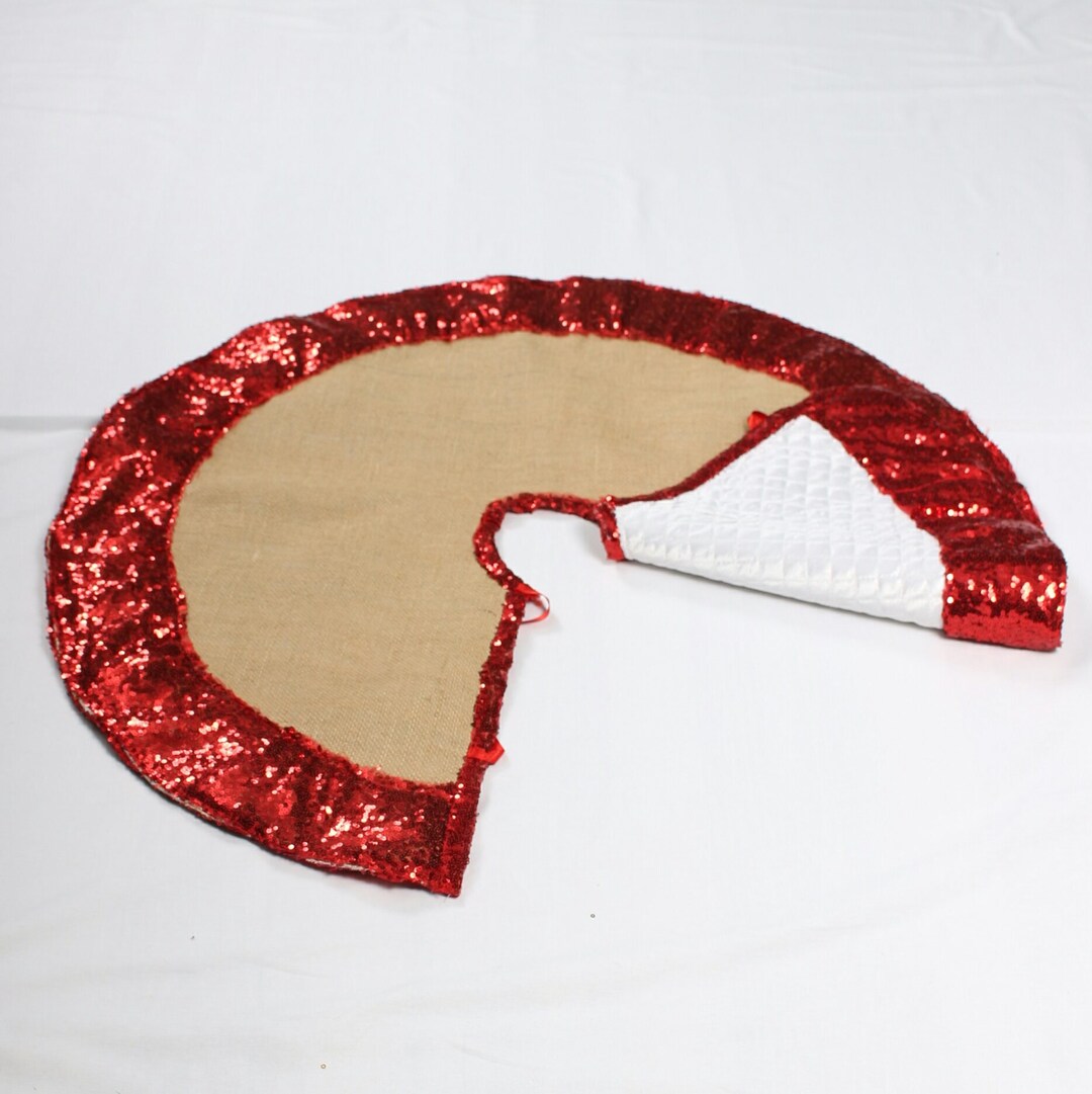 Sequin Tree Skirt Reversible Christmas Tree Skirt Red Tree - Etsy