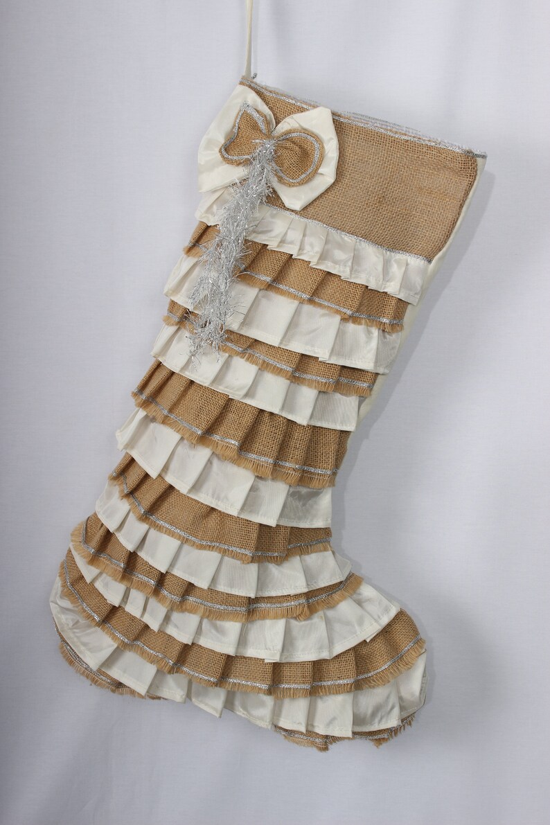 Personalized White Stocking Set Ruffle Stocking Bone Stocking - Etsy