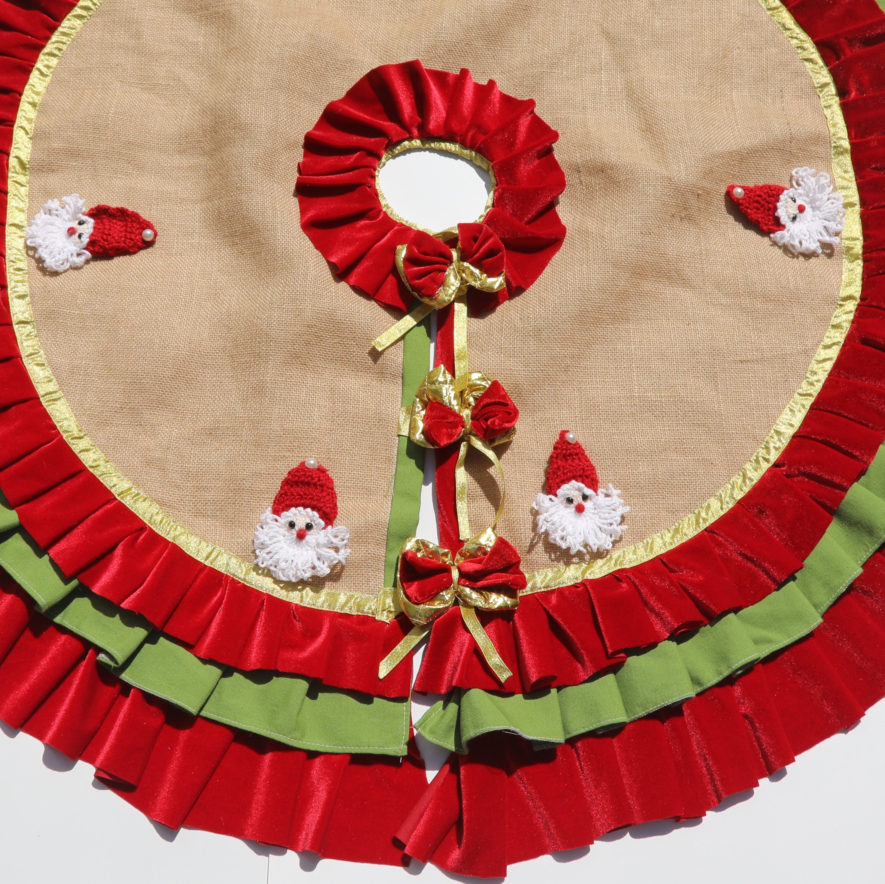 Santa Tree Skirt Christmas Tree Skirt Shabby Chic Tree Skirt - Etsy