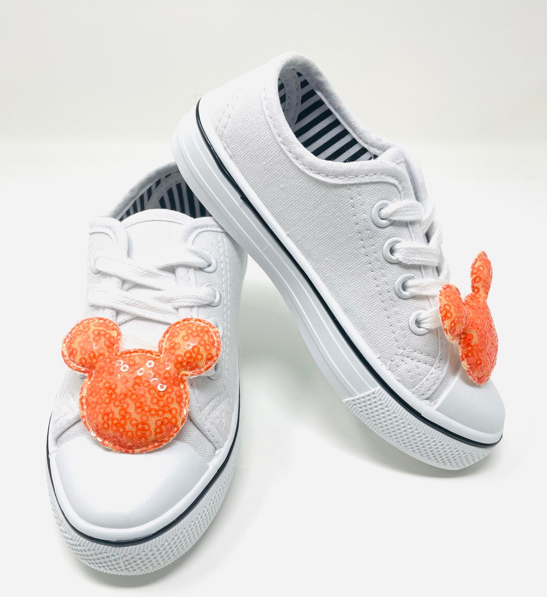 Mouse Ears Shoe Bows for Disney Vacation Flair Inspired Sequin Orange ...