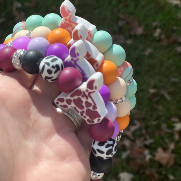 Silicone Bead Bracelet Cow - Etsy