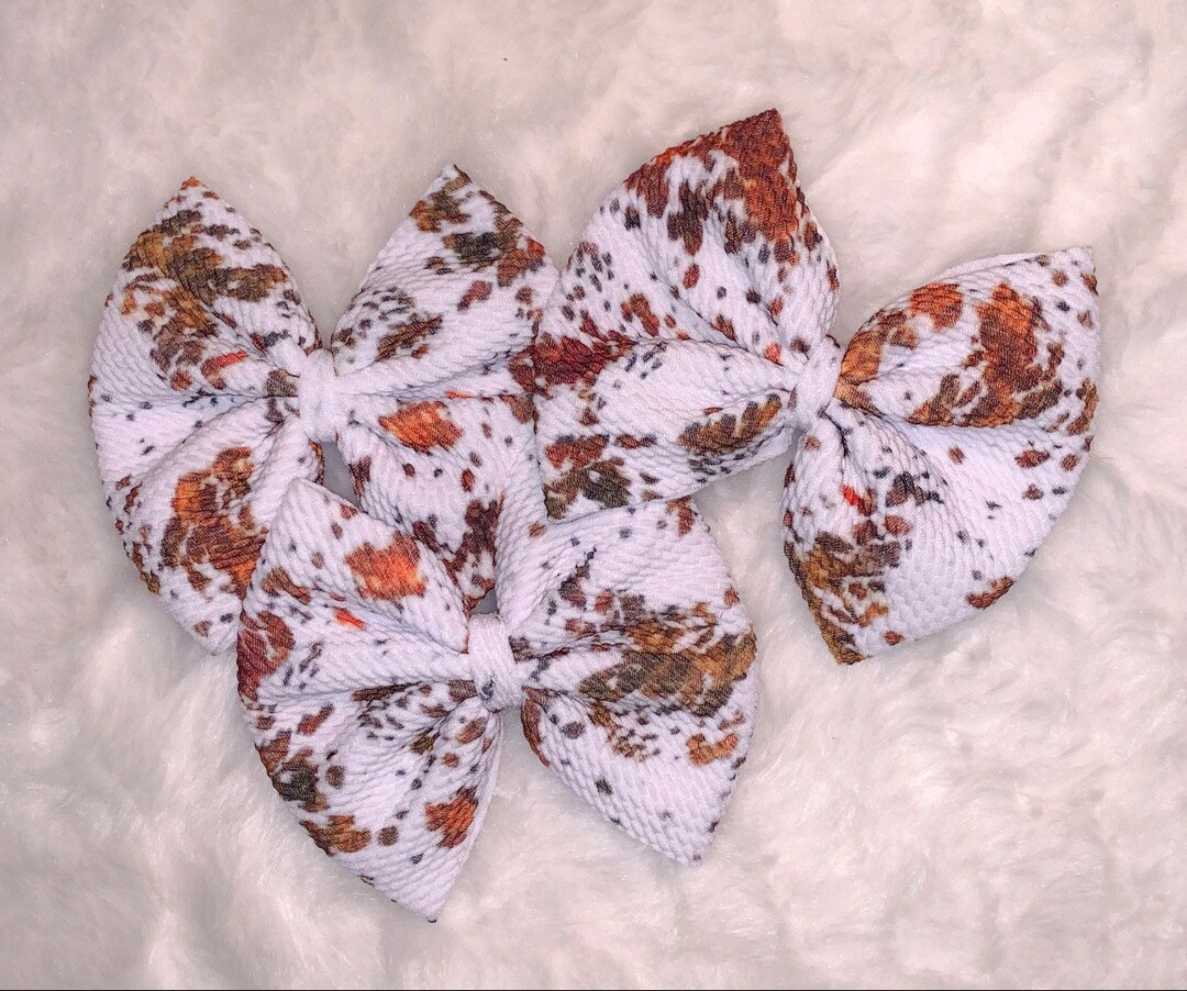 Western Hair Bows Cow Print Hair Bows Cowhide Hair Bows - Etsy