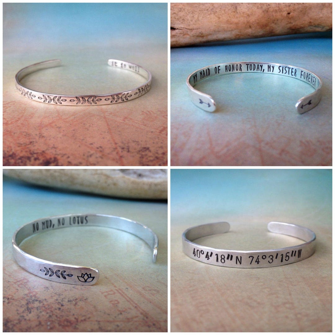 Custom Silver Bracelet, Custom Bracelet Sterling Silver, Personalized ...