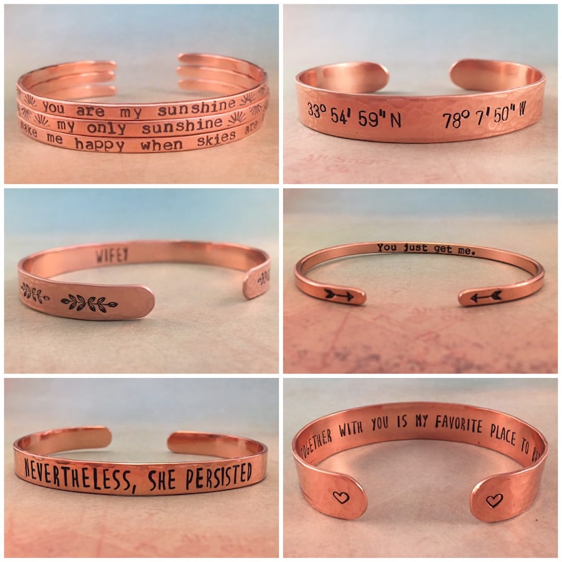 Custom Quote Bracelet Custom Copper Bracelet Cuff | Etsy