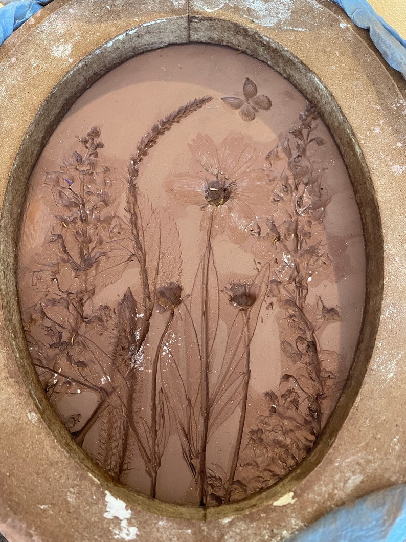 Flower Garden Botanical Bas Relief Hand Painted Summer - Etsy