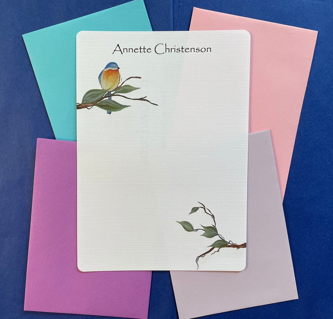 Bluebird Personalized Writing Paper Set of 36, Complete Custom Letter ...
