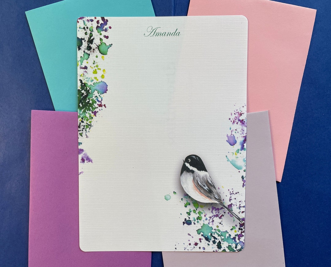 Personalized Writing Paper Set of 36, Chickadee Correspondence Sheets ...