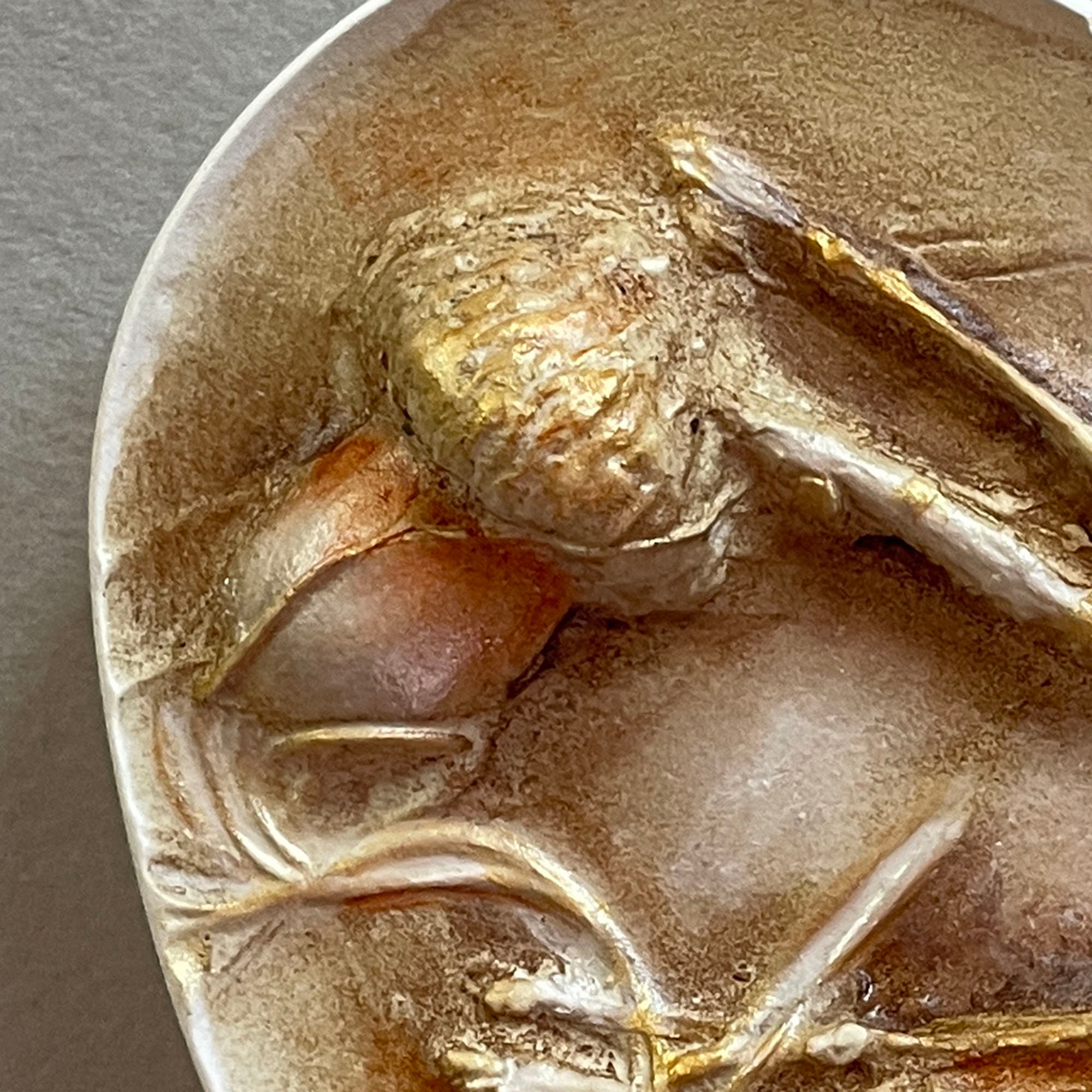 Acorn Heart Botanical Bas Relief, Imprint Cast Plaster Tile, Bespoke ...