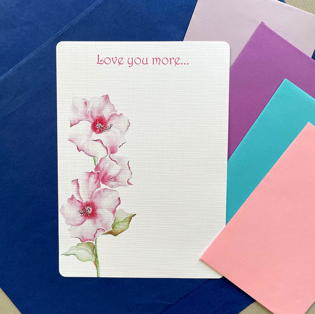 Pink Hibiscus, Personalized Writing Paper Set of 36, Women's Stationery ...