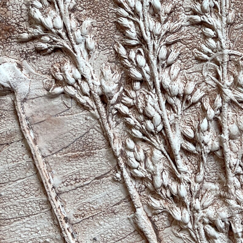 Botanical Bas Relief Floral Ceramic Tile Sculpture Garden - Etsy