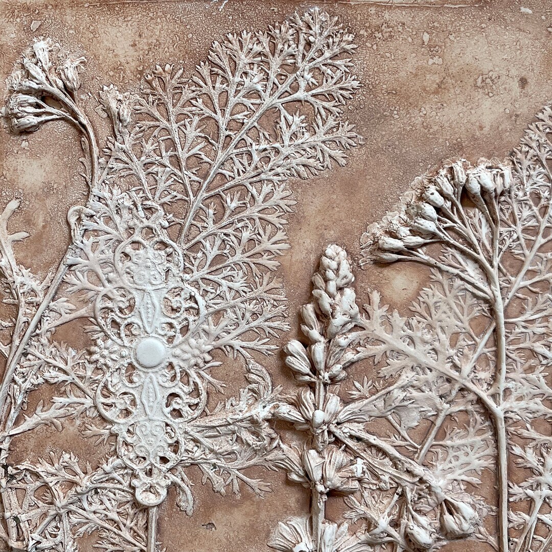 Yarrow Flowers Botanical Bas Relief, Summer Flowers Plaster Wall Art ...