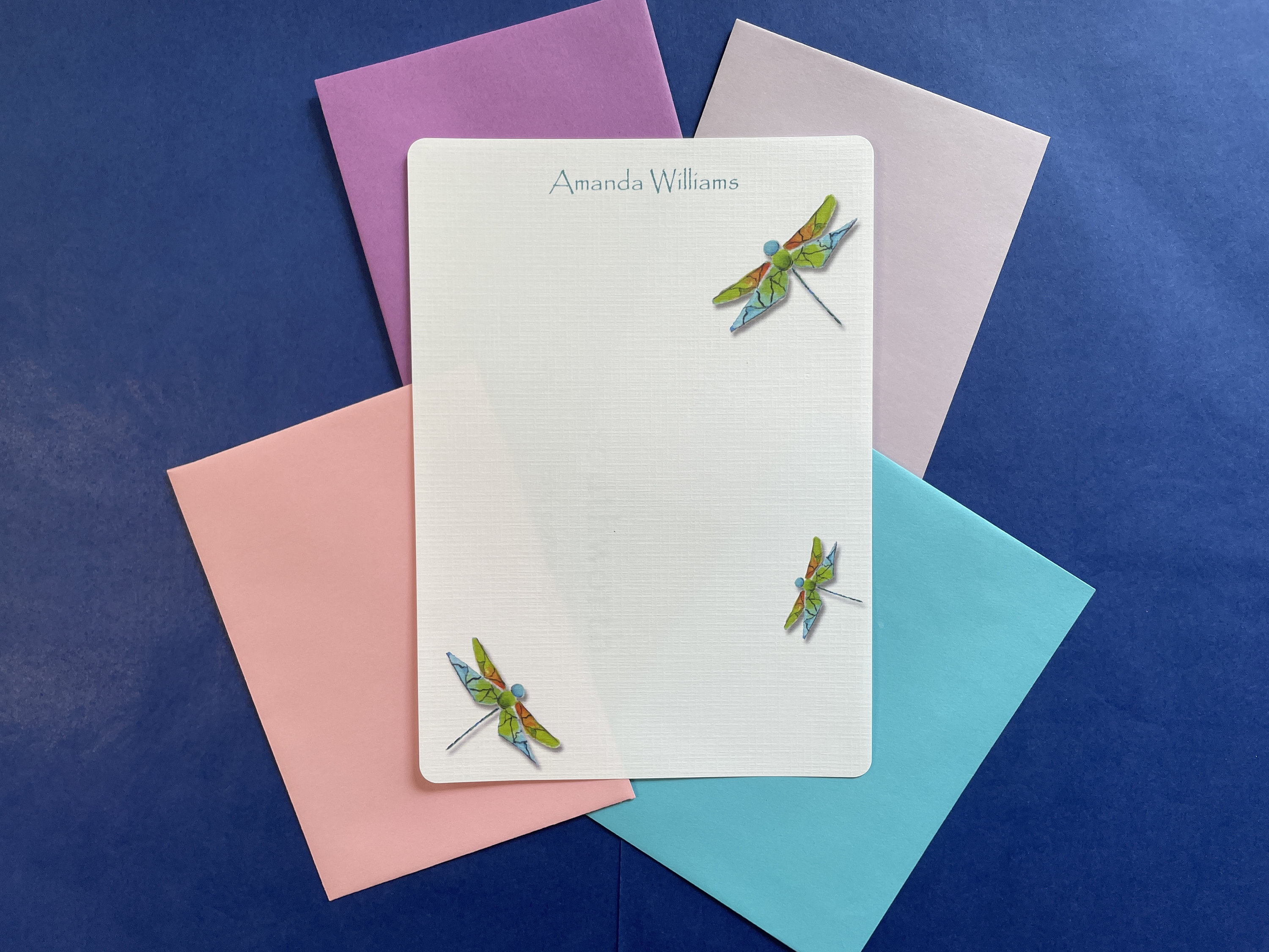 Personalized Writing Paper Set of 36, Dragonfly Duo Letter Notes Kit ...