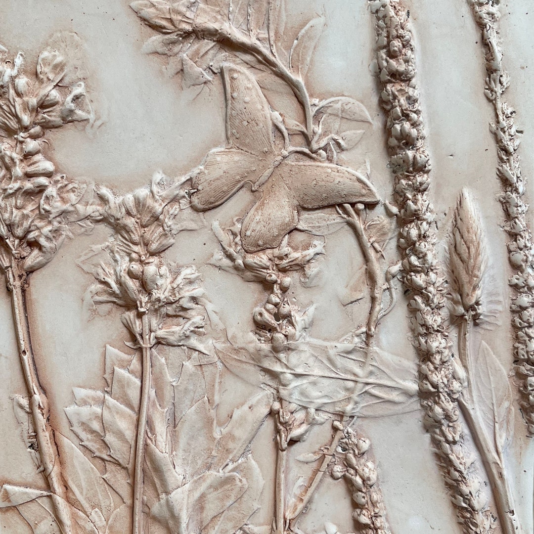 Garden Butterfly Botanical Bas Relief Flower Fossil Casting - Etsy
