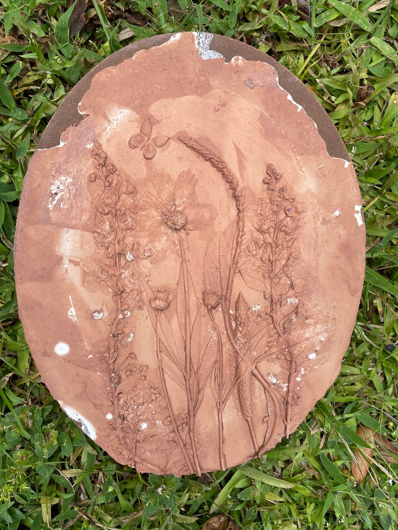 Flower Garden Botanical Bas Relief Hand Painted Summer - Etsy