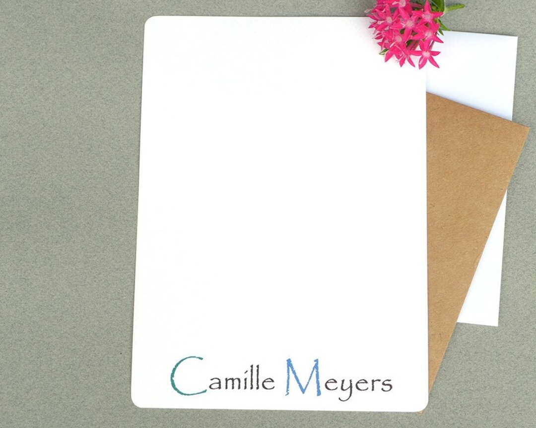 Simple Modern Personalized Note Card Set for Women, Men's Custom Flat ...