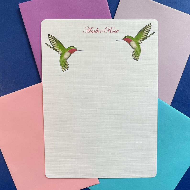 Hummingbird Duo, Personalized Writing Paper Set of 36, Women's ...