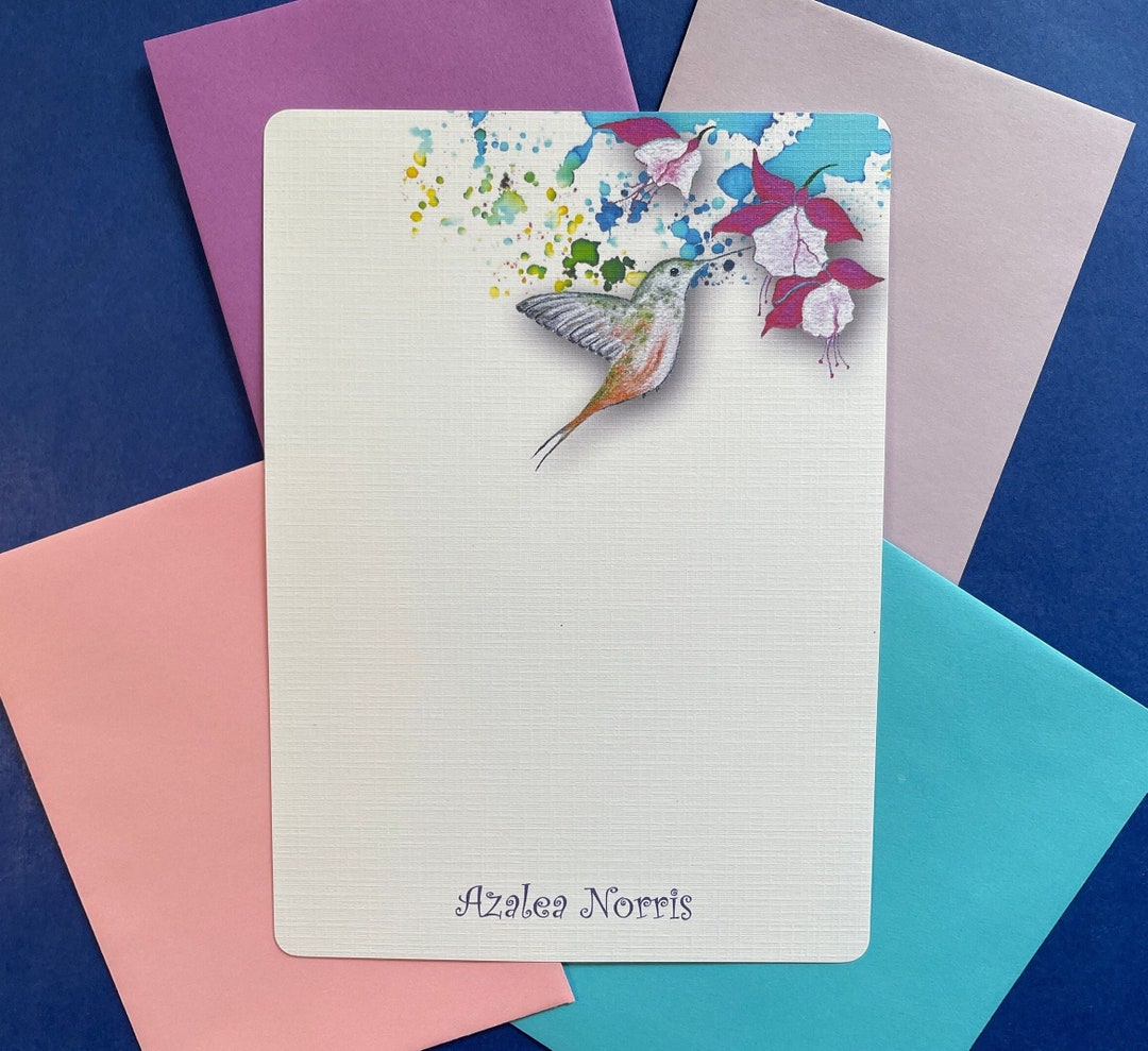 Hummingbird Personalized Writing Paper Set of 36, Women's Letter ...