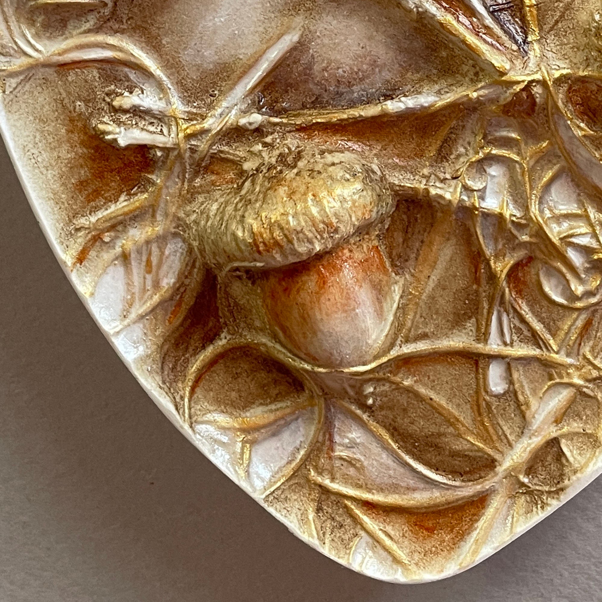 Acorn Heart Botanical Bas Relief, Imprint Cast Plaster Tile, Bespoke ...