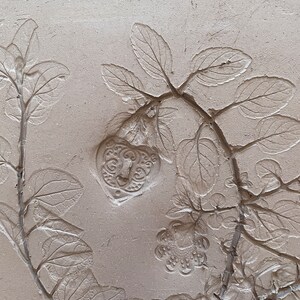 Heart Lock Botanical Bas Relief, Square Wall Sculpture, Floral Imprint ...