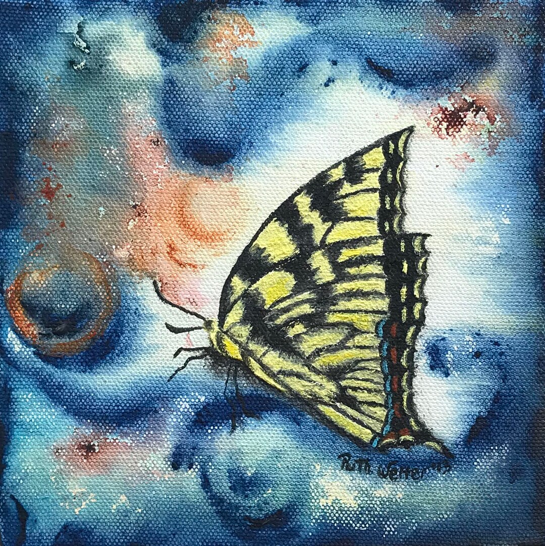 Swallowtail Butterfly Canvas Wall Art Painting, OOAK Acrylic Artwork ...