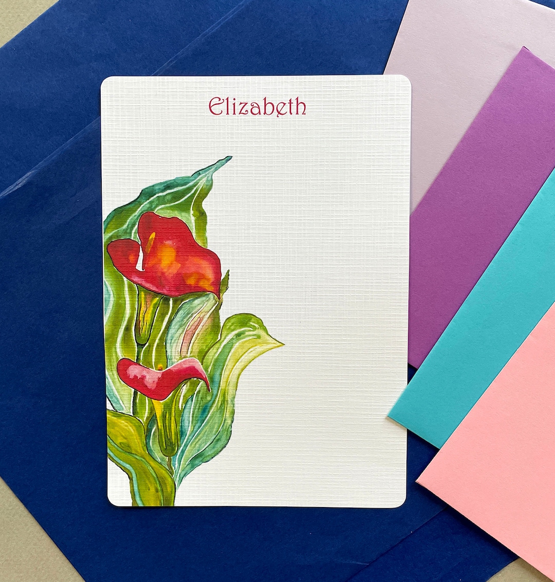 Red Calla Lily, Personalized 36 Piece Writing Paper Set, Custom Floral ...