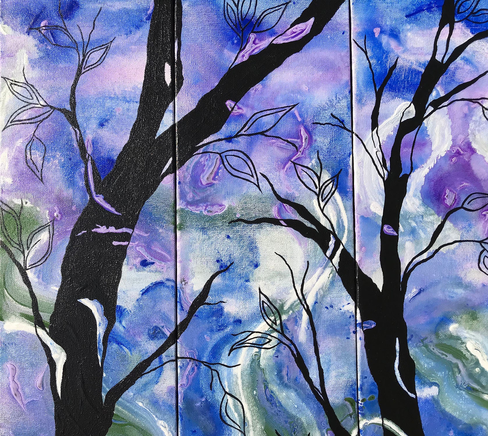 Abstract Triptych Tree Wall Art Original Tree Artwork - Etsy