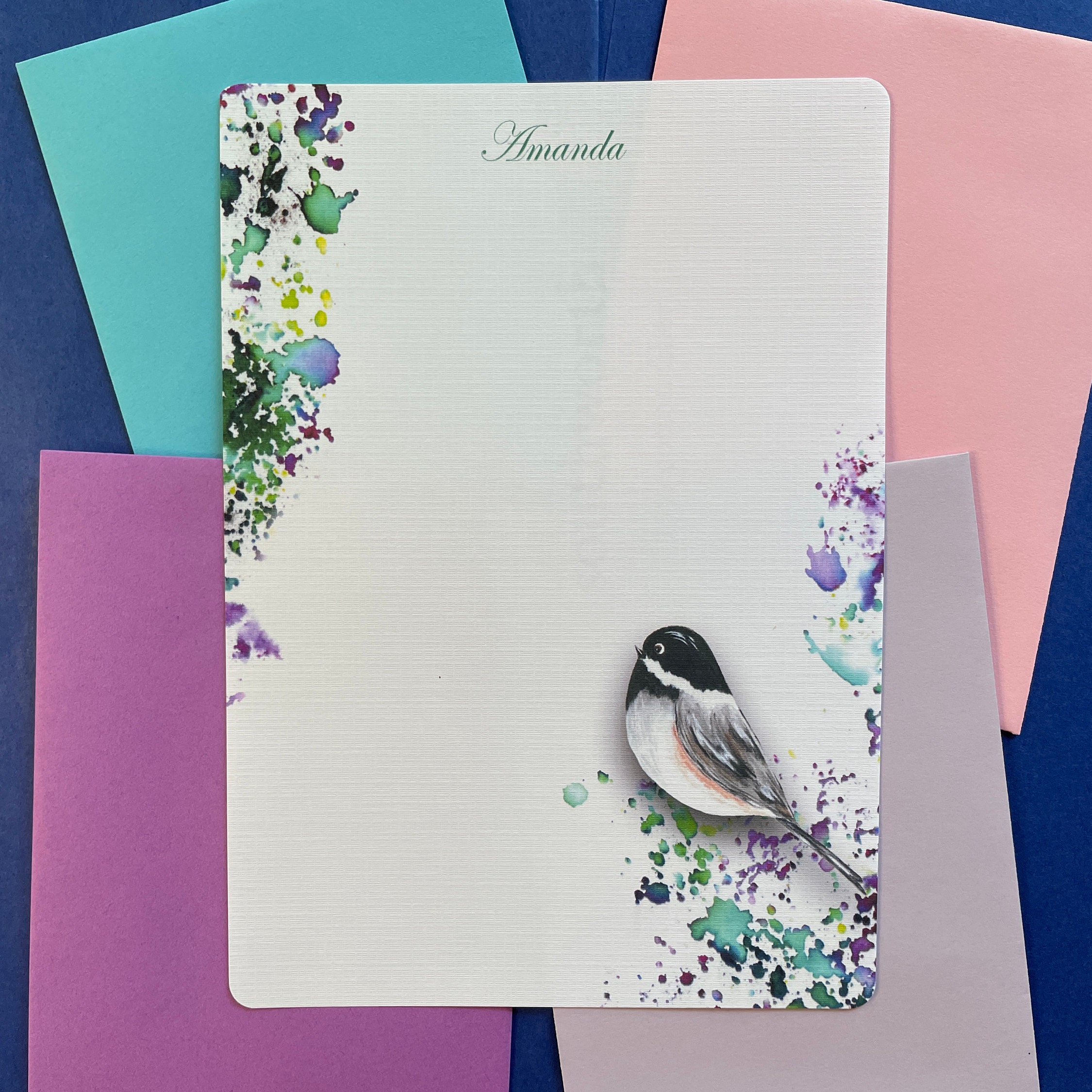 Personalized Writing Paper Set of 36, Chickadee Correspondence Sheets ...