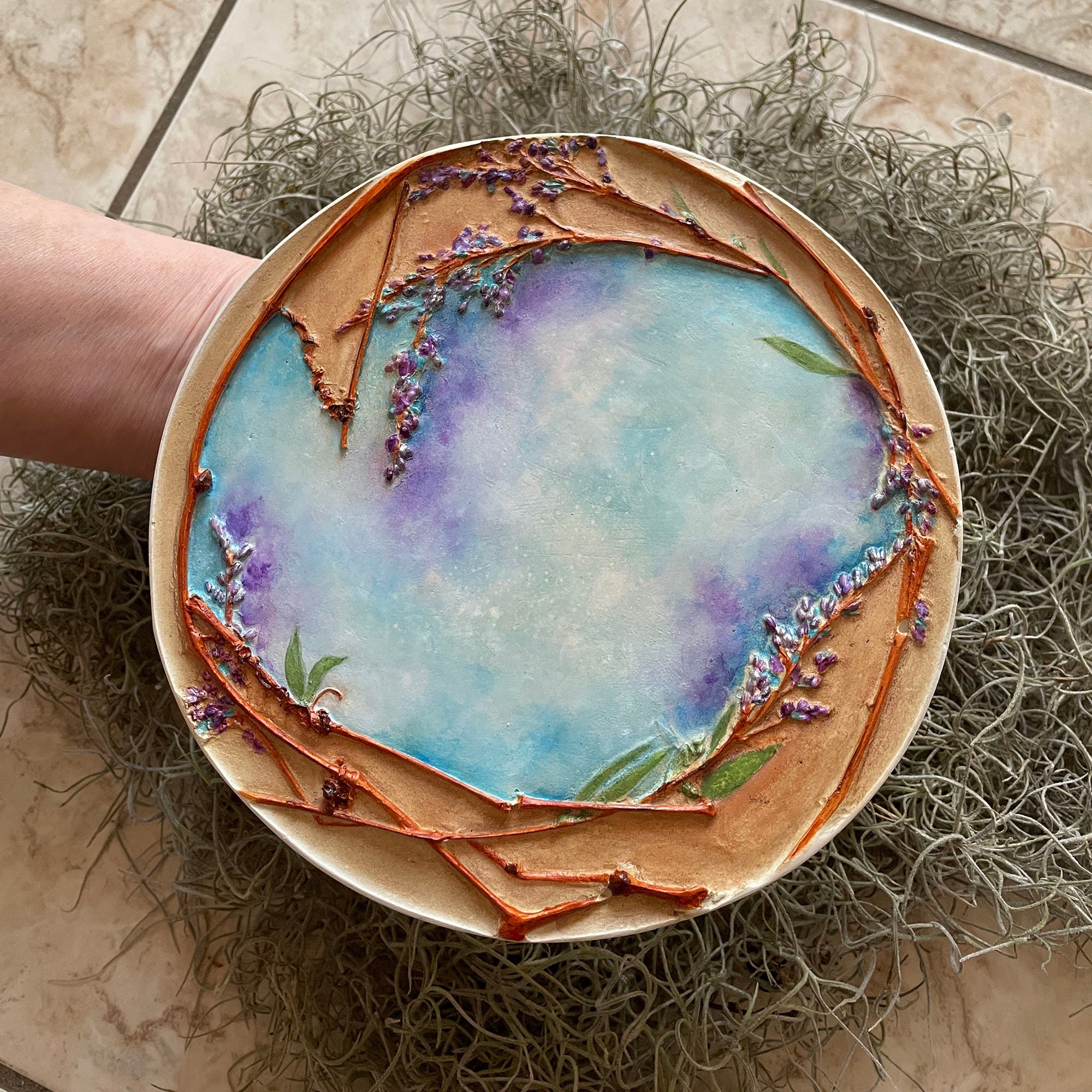 Garden Window Plaster Cast Tile, Floral Botanical Bas Relief Artwork ...