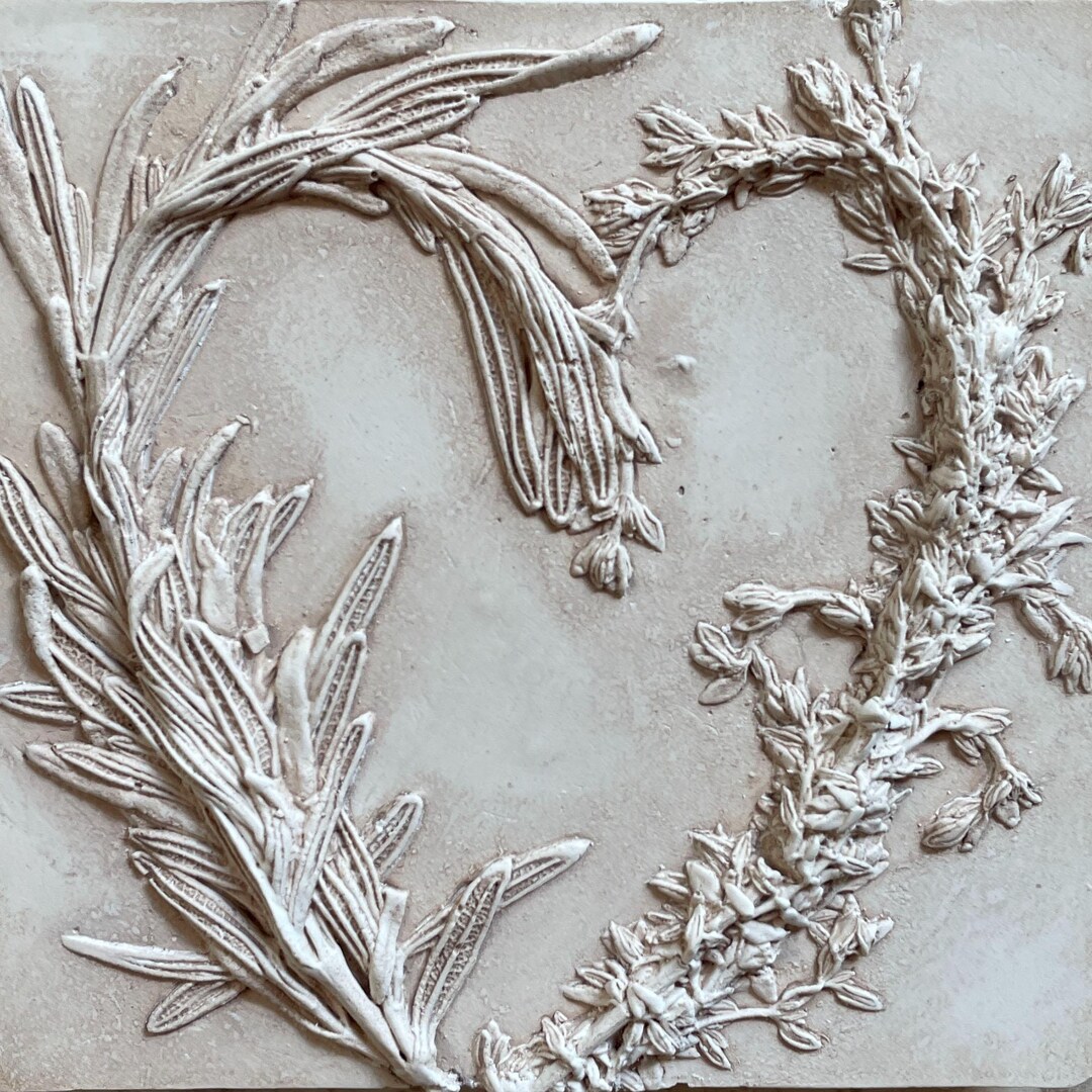 Imprint Casting Herb Heart, Botanical Bas Relief, Love Gift for Her ...